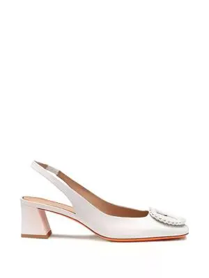 Santoni Buckle Slingback Pumps - White