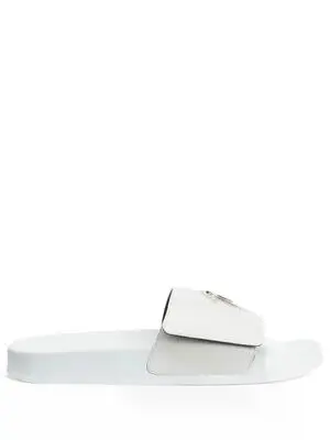 GIUSEPPE ZANOTTI Logo-plaque Flat Slides - White