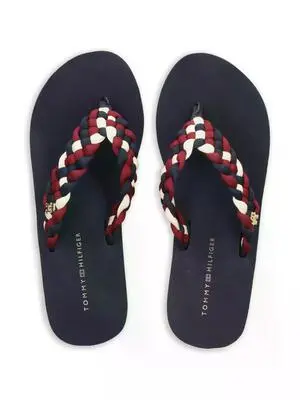 Tommy Hilfiger Braided Wedge Slides - Red