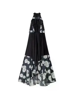 LANVIN Pleated Floral-pattern Maxi Dress - Black