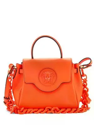 Versace La Medusa Top Handle Bag Leather Medium Satchel - Orange