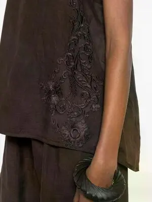 MAURIZIO BRASCHI Embroidered Sleeveless Top