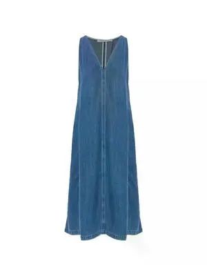 SAMSOE SAMSOE Saskylar V-neck Sleeveless Denim Maxi Dress - Blue