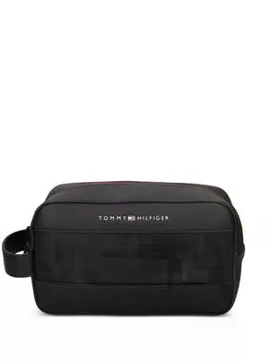 Tommy Hilfiger Mixed-texture Handle Wash Bag - Black