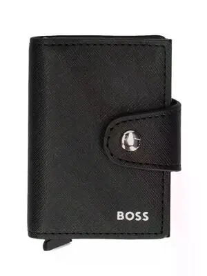 BOSS Snap-button Leather Wallet - Black
