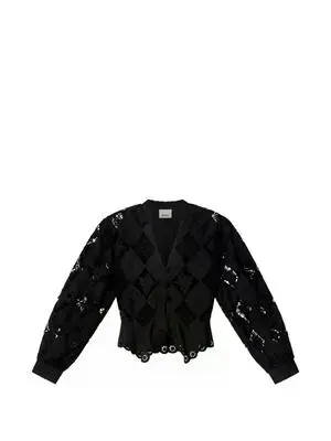 Isabel Marant Nina Broderie Anglaise Frilly Blouse - Black