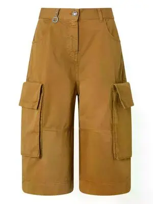 Pinko Cargo Bermuda Shorts With Rivet Embellishment - Neutrals