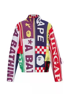A BATHING APE Scarf-pattern Track Jacket - White