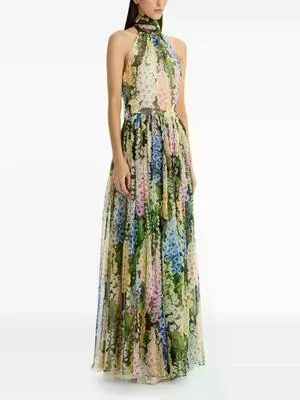 Oscar De La Renta Foxglove Chiffon Gown - Green