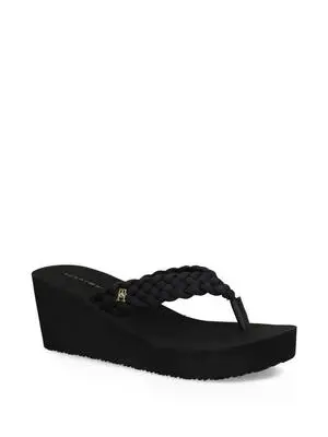 Tommy Hilfiger Braided Wedge Slides - Black