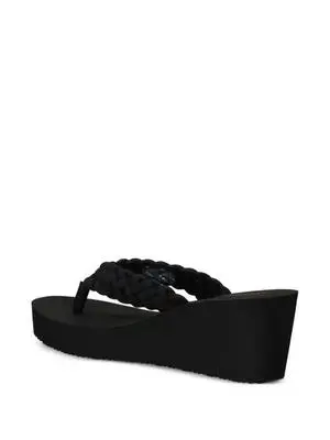 Tommy Hilfiger Braided Wedge Slides - Black