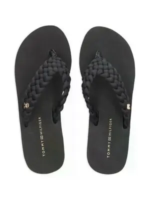 Tommy Hilfiger Braided Wedge Slides - Black