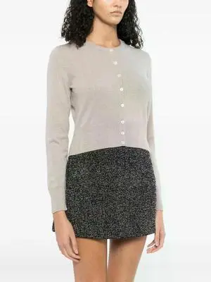 N.peal Cropped Round Neck Cardigan - Grey