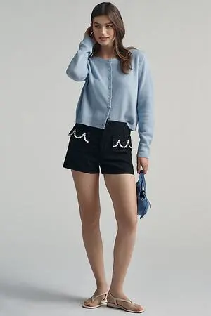 Maeve Colette Linen Blend Daisy-trim Shorts