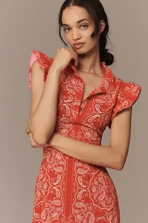 NEVER FULLY DRESSED Bandana Puff-sleeve Maxi Dress