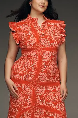 NEVER FULLY DRESSED Bandana Puff-sleeve Maxi Dress
