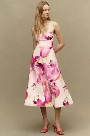Bhldn Natalia Fit-and-flare Strapless Maxi Dress - Pink Floral