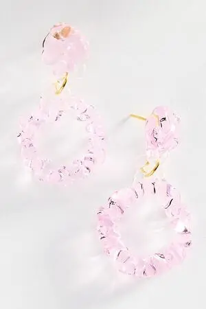 LEVENS JEWELS Twist Circle Drop Earrings - Pink