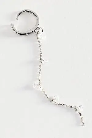 Anthropologie Crystal Huggie Hoop Drop Earrings - Silver