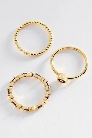 Anthropologie Crystal Stackg Rgs, Set Of 3 - Honey