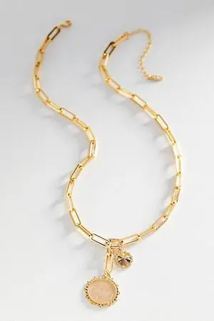Anthropologie Chunky Co Charm Necklace - Gold
