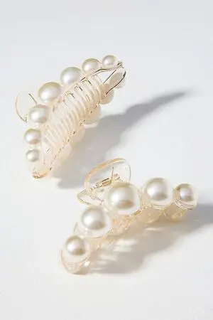 Anthropologie Bold Claw Clips, Set Of 2 - Pearl