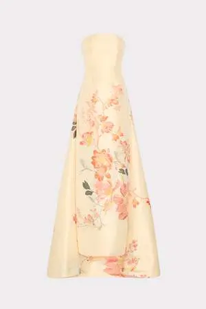 MILLY Dorothy Printed Taffeta Gown - Yellow