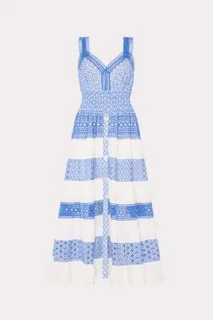 MILLY Cotton Mix Eyelet Cover-up Dress - White/blue
