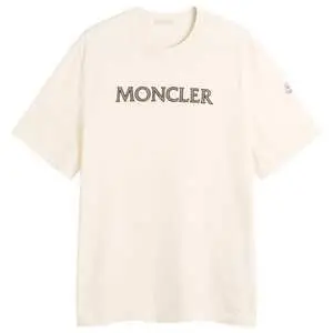 Moncler Flocked Logo T-shirt - Beige