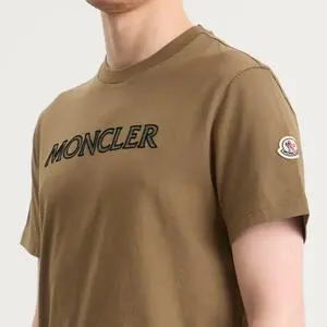 Moncler Flocked Logo T-shirt - Khaki