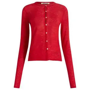 Auralee Cashmere Knit Cardigan - Red/orange