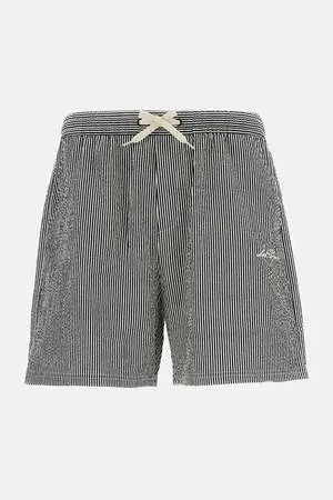LES DEUX Striped Swim Shorts - Black