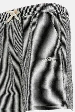 LES DEUX Striped Swim Shorts - Black