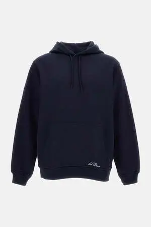 LES DEUX Cotton Hoodie With Back Print And Embroidered Logo Blu