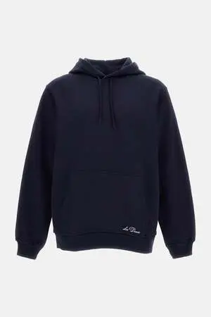 LES DEUX Cotton Hoodie With Back Print And Embroidered Logo - Blue