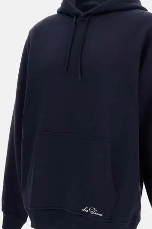 LES DEUX Cotton Hoodie With Back Print And Embroidered Logo - Blue