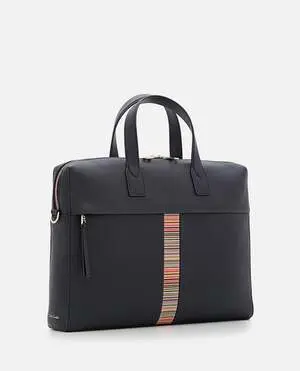 Paul Smith Leather Folio Bag With 'signature Stripe' Edges