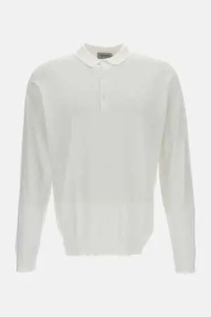 John Smedley POLO A MANICHE LUNGHE Bianco