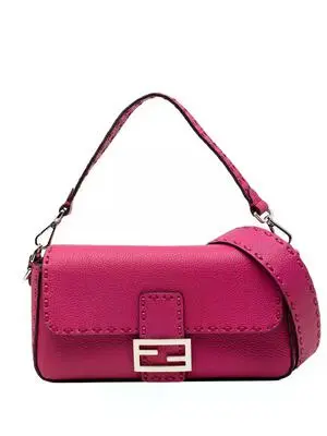 Fendi 2000-2010 Leather Selleria Baguette Satchel - Pink