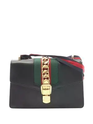 Gucci 2016-2025 Small Leather Sylvie Web Satchel - Black