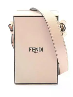 Fendi 2010-2025 Leather Logo Vertical Box Crossbody Bag - Pink