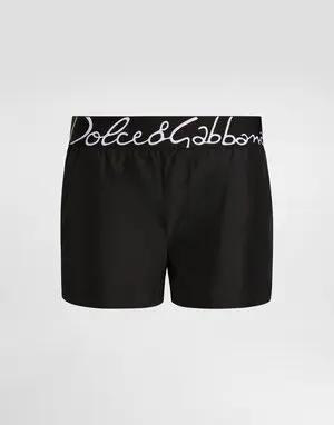 Dolce & Gabbana Short Swim Trunks With Logo - Black