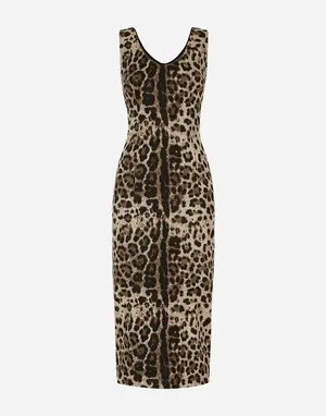 Dolce & Gabbana Long Leopard Jacquard Jersey Dress - Multicolor