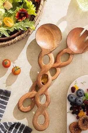 GAURI KOHLI Valencia Salad Servers - Brown