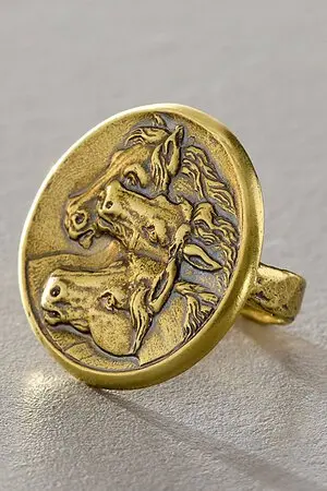 ALKEMIE Trio Of Horses Ring - Brass