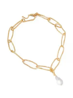 FORTE_FORTE Chain Pearl-embelishment Necklace - Gold