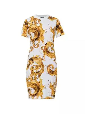Versace Barocco-print Mini Dress - White