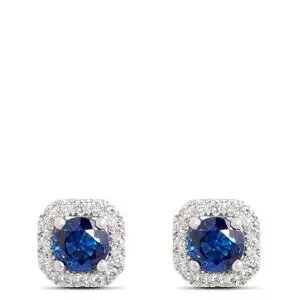 Benbridge Round Sapphire And Diamond Stud Earrings - Blue