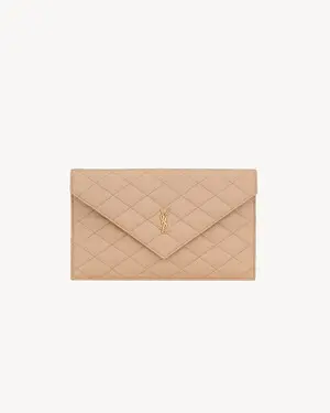 Saint Laurent Paris Pouch In Lambskin In Beige - Clear Beige