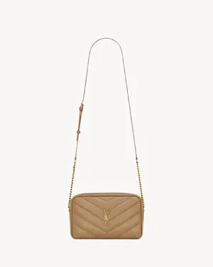 Saint Laurent Loulou Camera Bag In Matelassé Lambskin In Beige - Natural Tan
